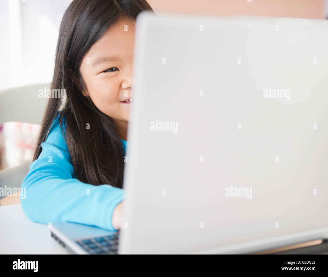 Korean girl using laptop Stock Photo - Alamy