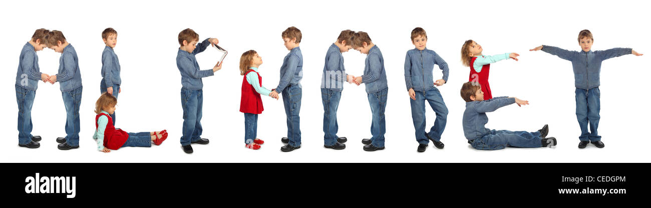 children making word ALPHABET collage Stock Photo - Alamy