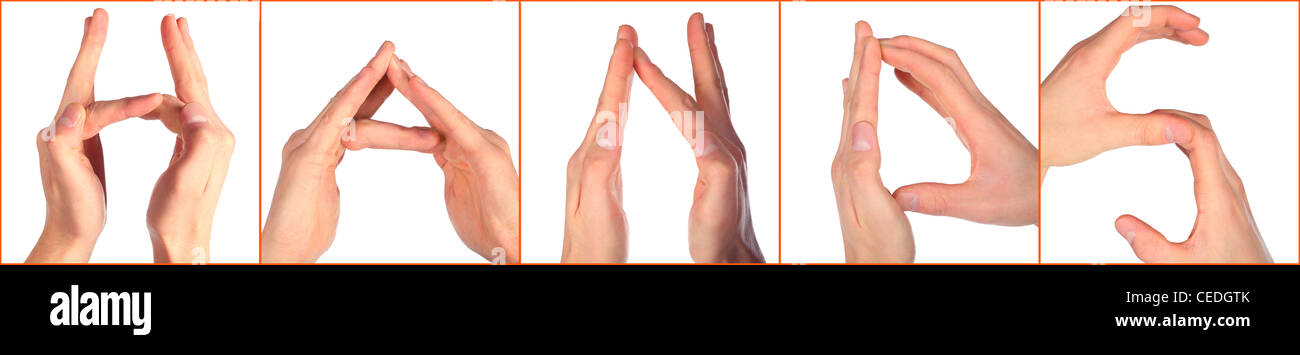 hands represents word HANDS Stock Photo - Alamy