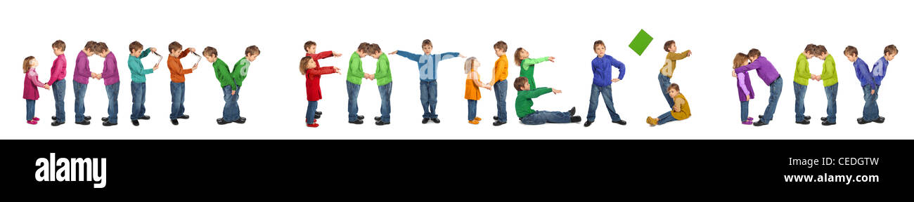 boy and girl making words HAPPY FATHER'S DAY, collage Stock Photo - Alamy