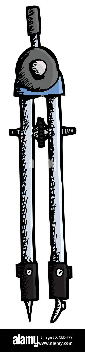 One closed drawing compass isolated over white Stock Photo - Alamy