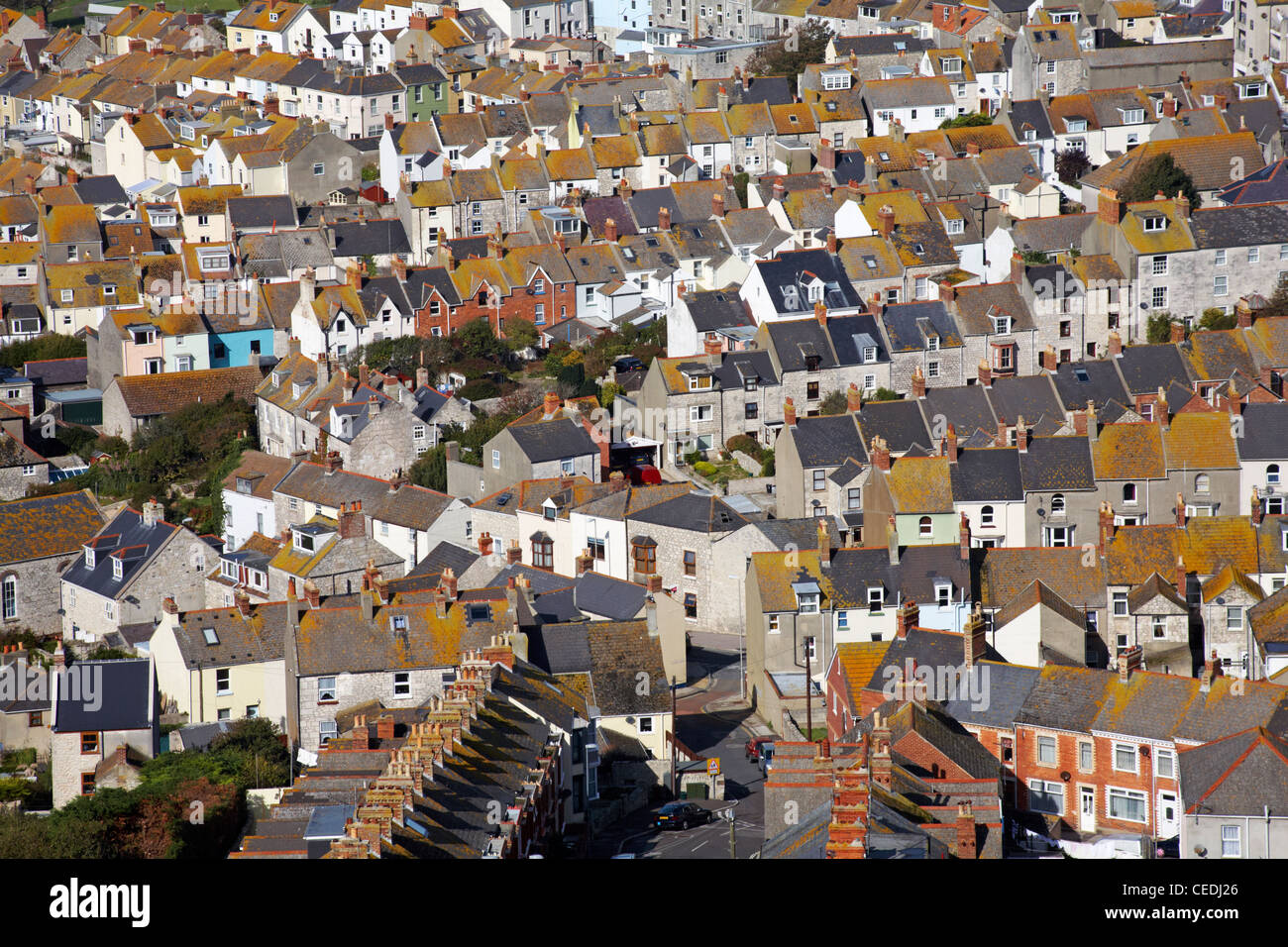 Looking down over the village of Fortuneswell and Chiswell, Isle of ...