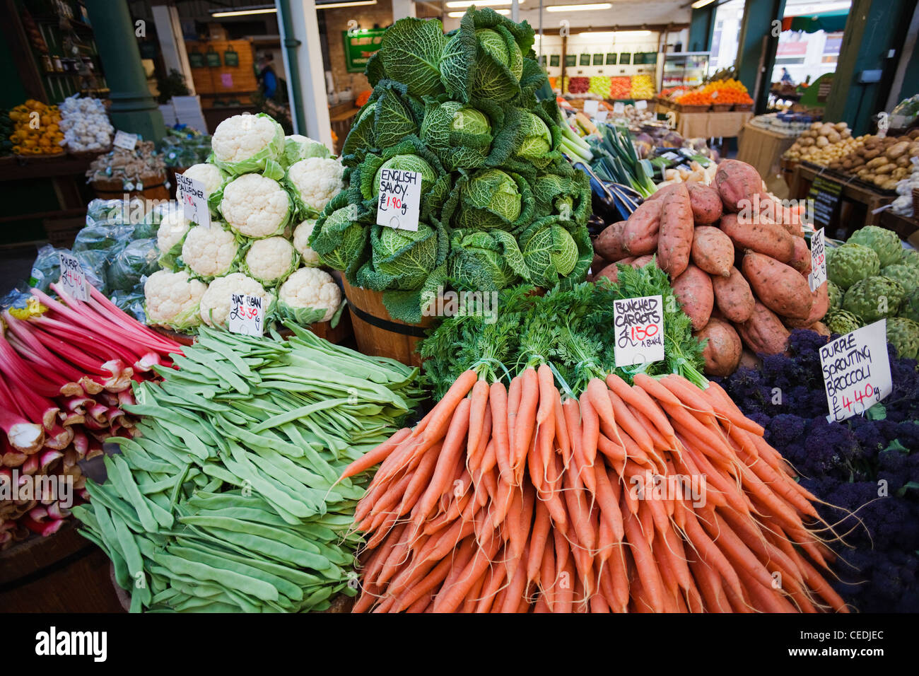 England, London, Southwark, Borough Market, Vegetable Stall Stock Photo ...