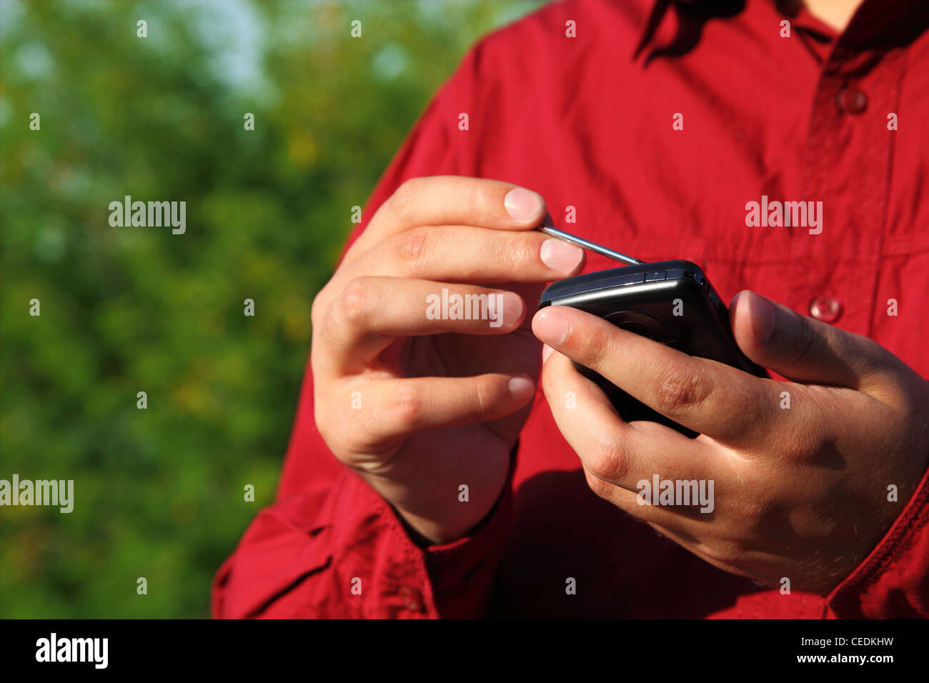 man with pda outdoor Stock Photo - Alamy