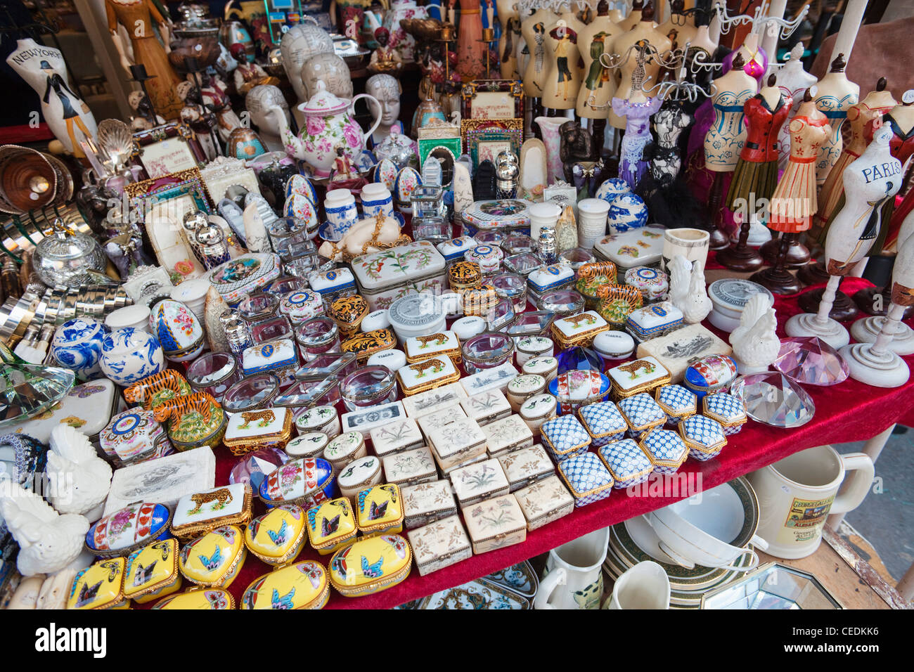 England, London, Street Stall Display in Portobello Road Antique Market ...