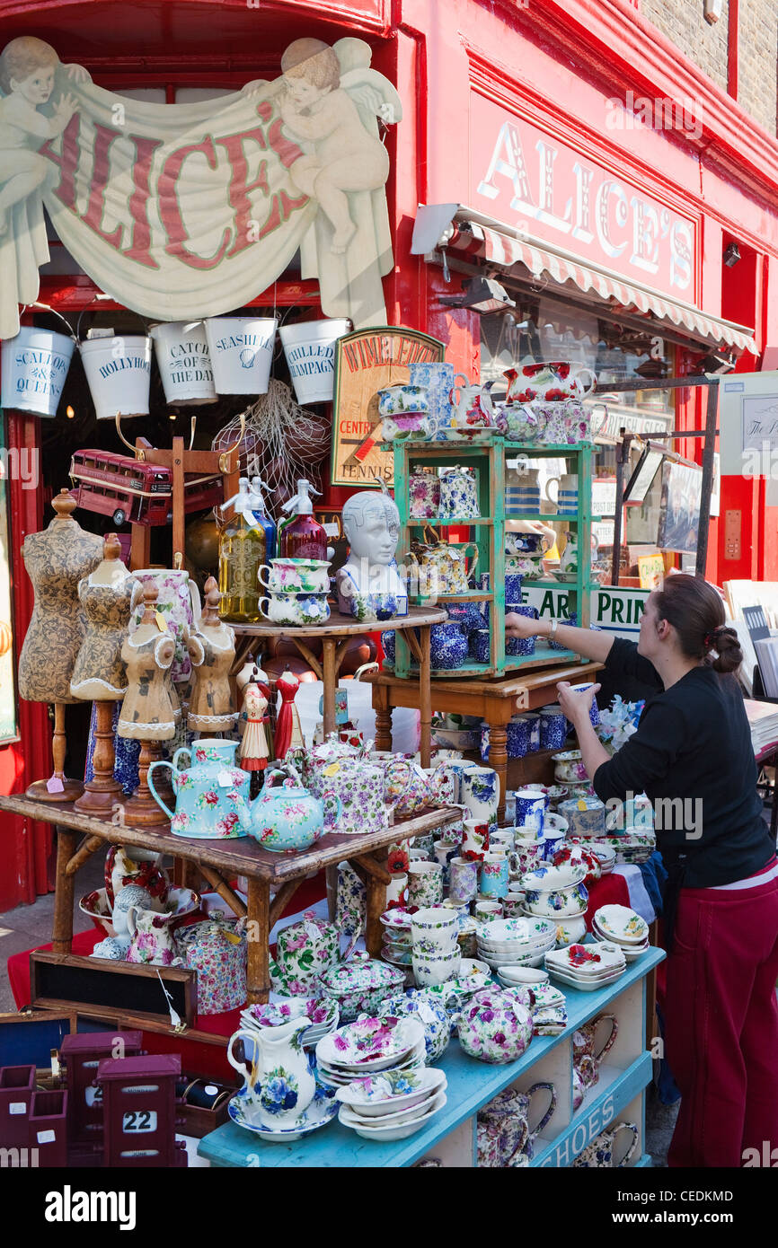 England, London, Antique Stall Display in Portobello Road Antique ...
