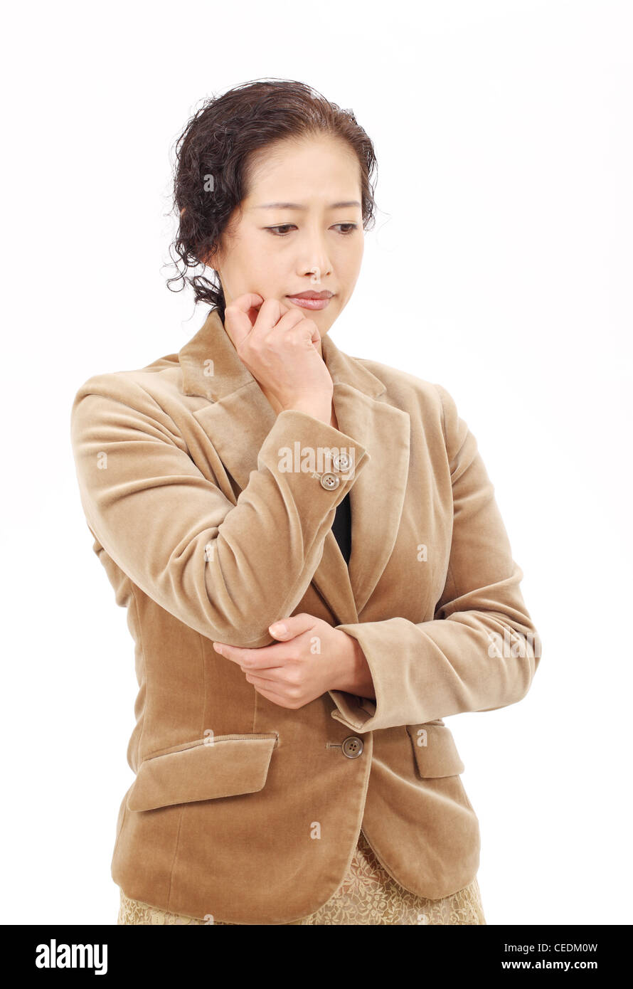 Portrait of asian businesswoman thinking Stock Photo - Alamy