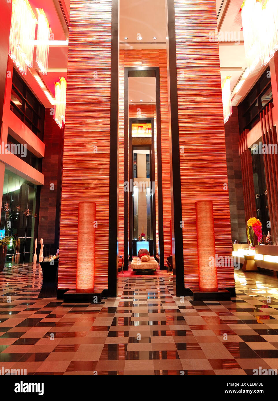 Modern lobby interior in night illumination, Pattaya, Thailand Stock ...