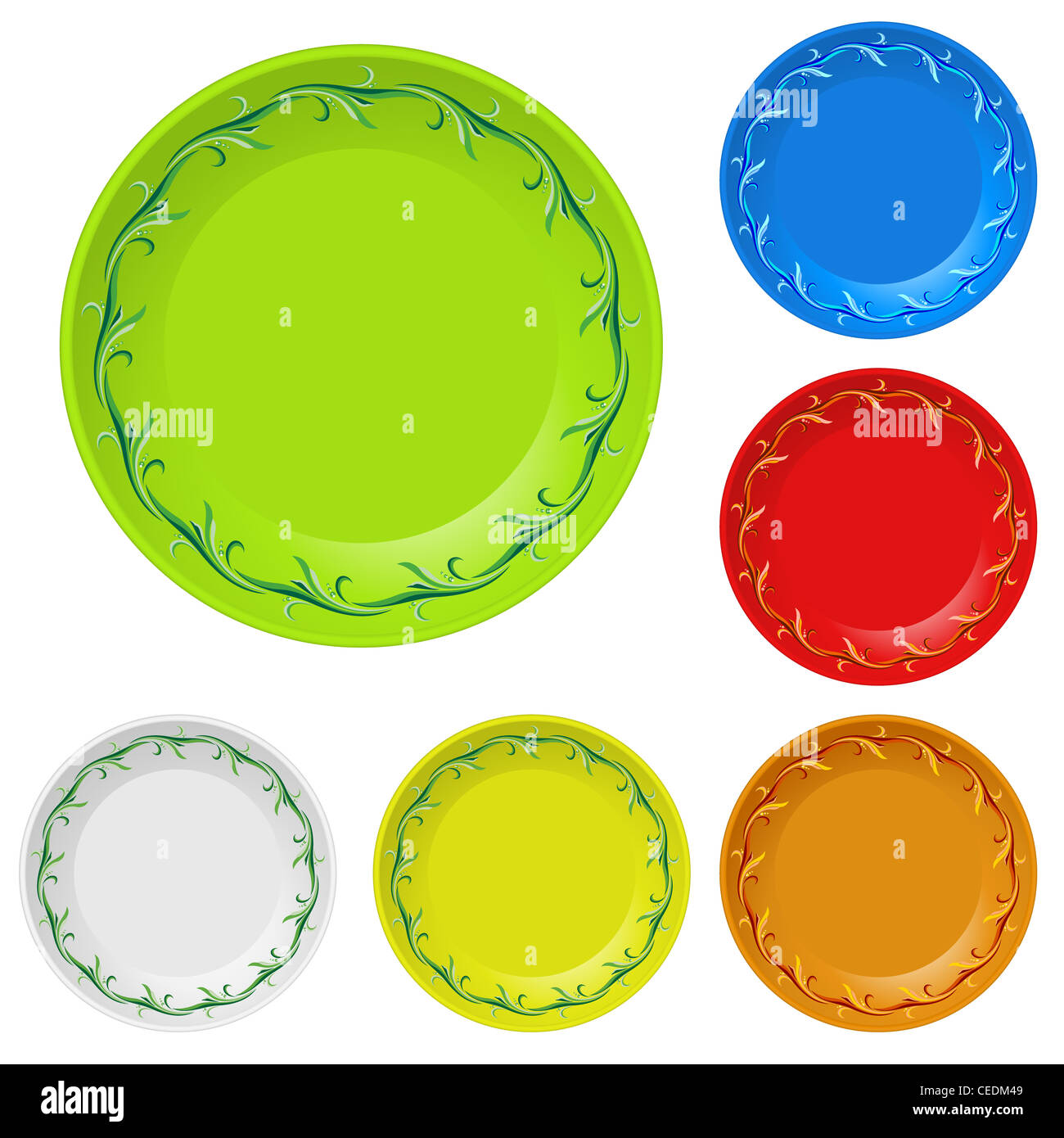 Set of disposable plates. Illustration on white background Stock Photo ...