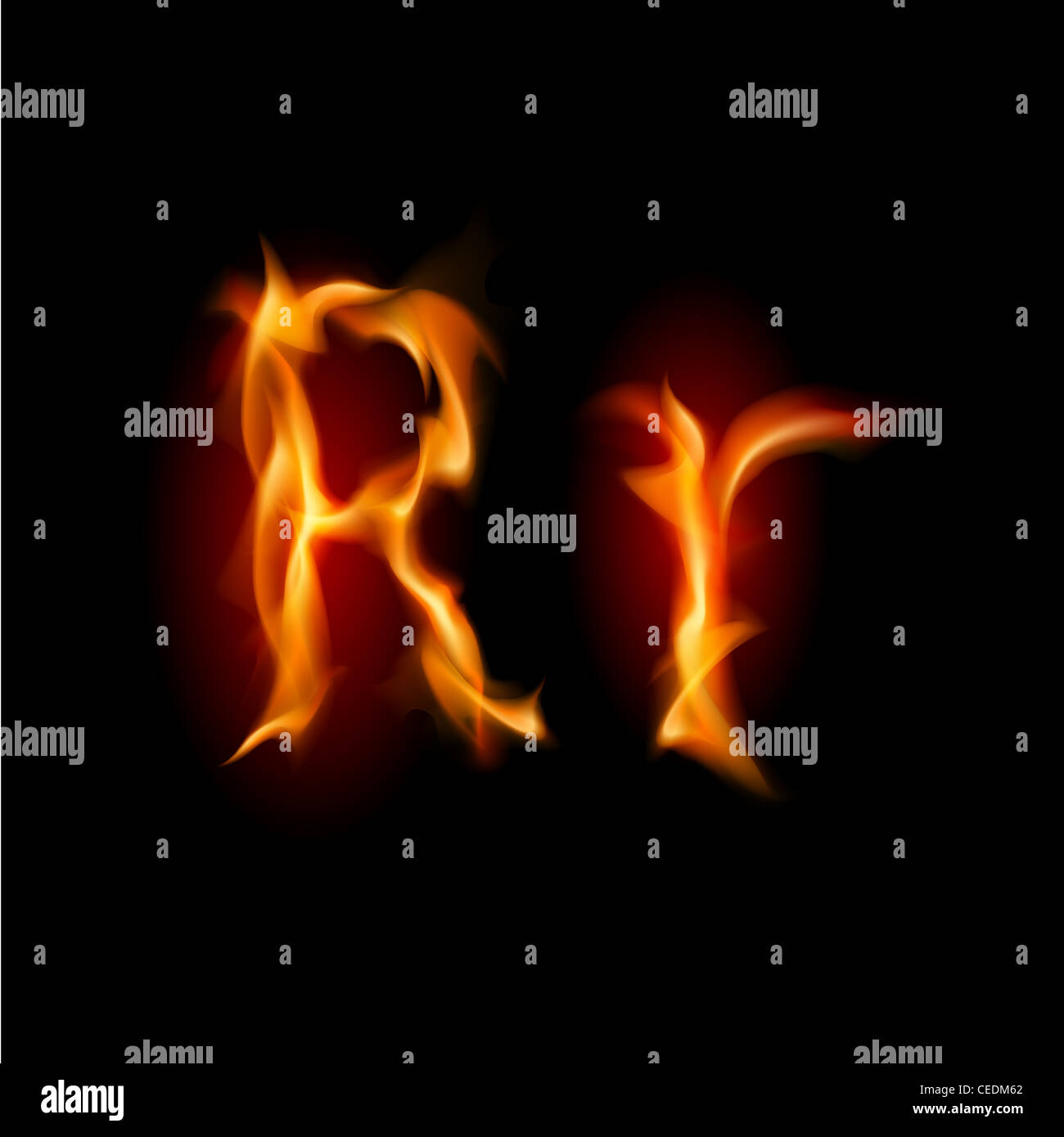Fiery font. Letter R. Illustration on black background Stock Photo - Alamy
