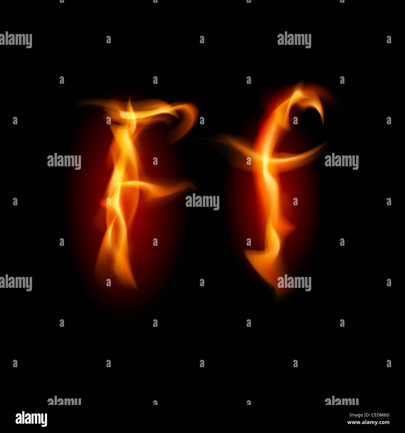 Fiery font. Letter F. Illustration on black background Stock Photo - Alamy