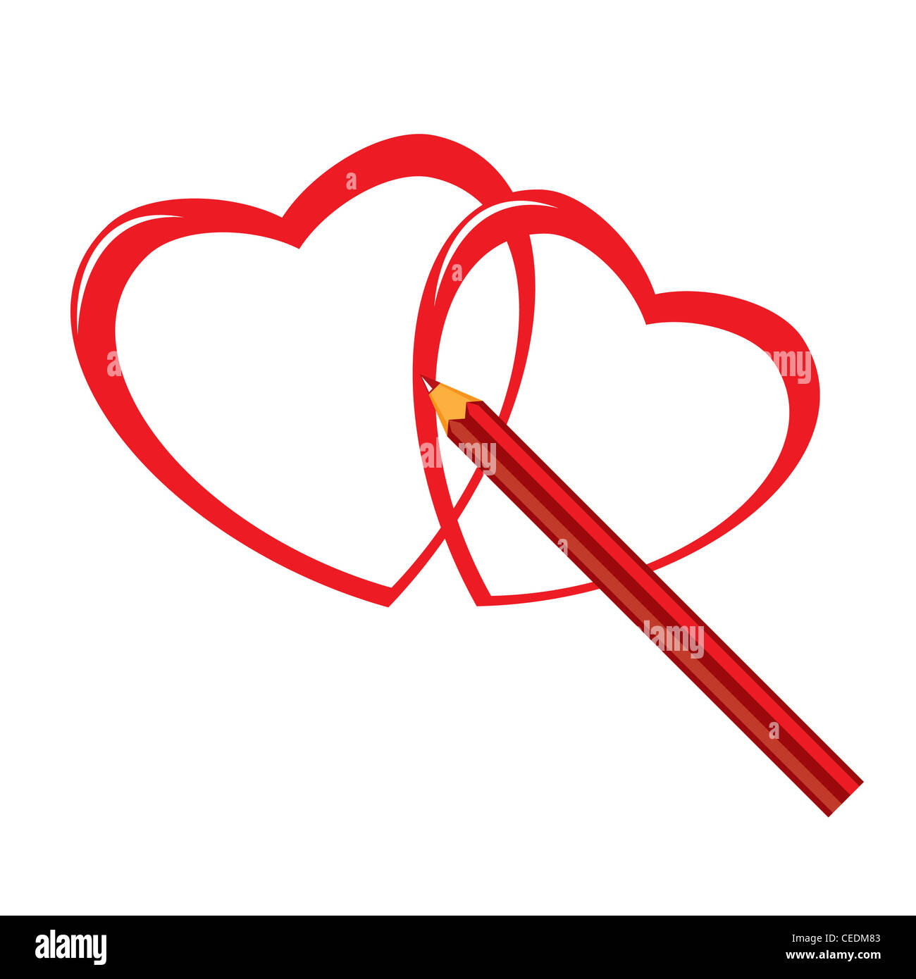 Red pencil love letter Cut Out Stock Images & Pictures - Alamy