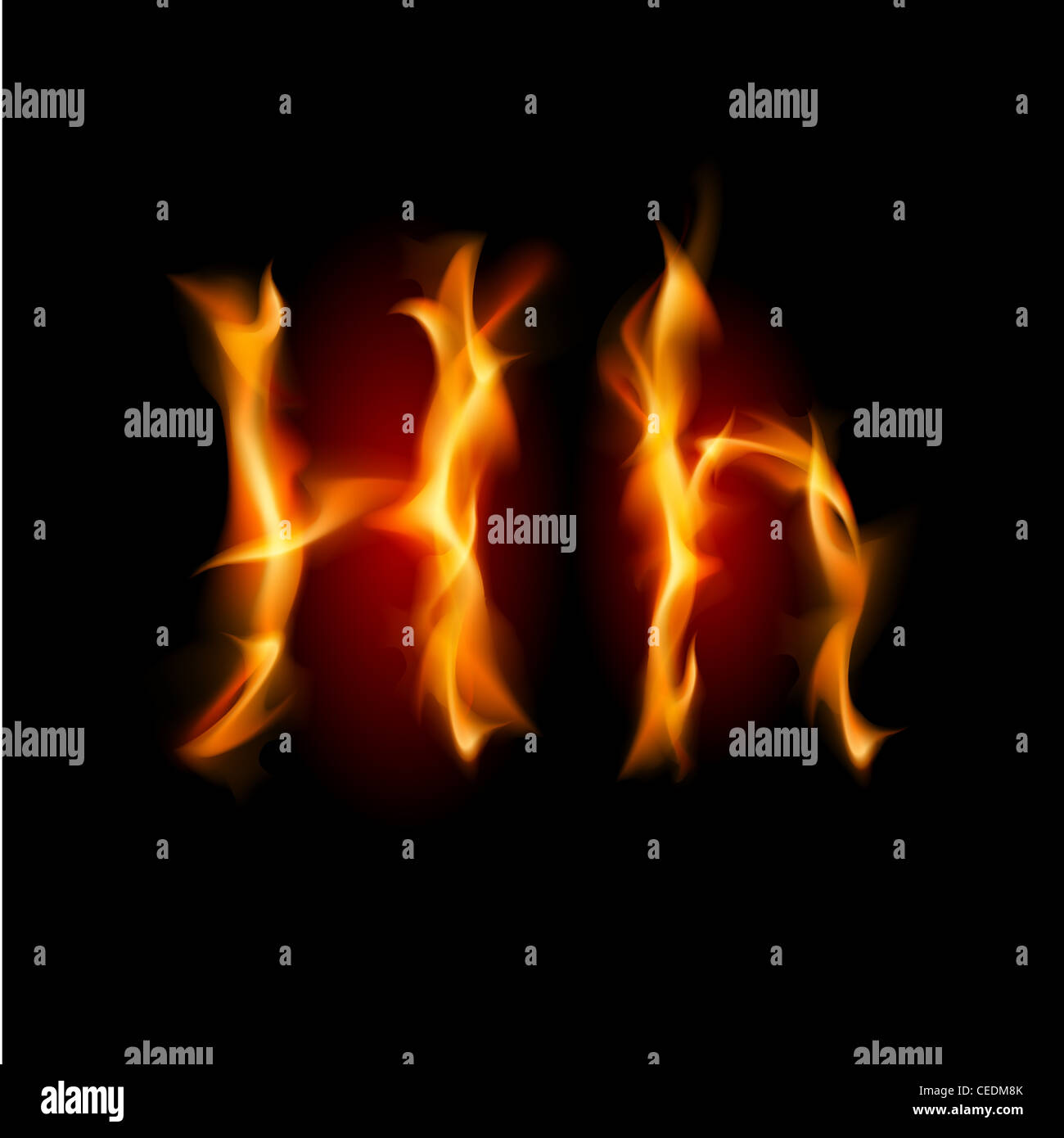Fiery font. Letter H. Illustration on black background Stock Photo - Alamy
