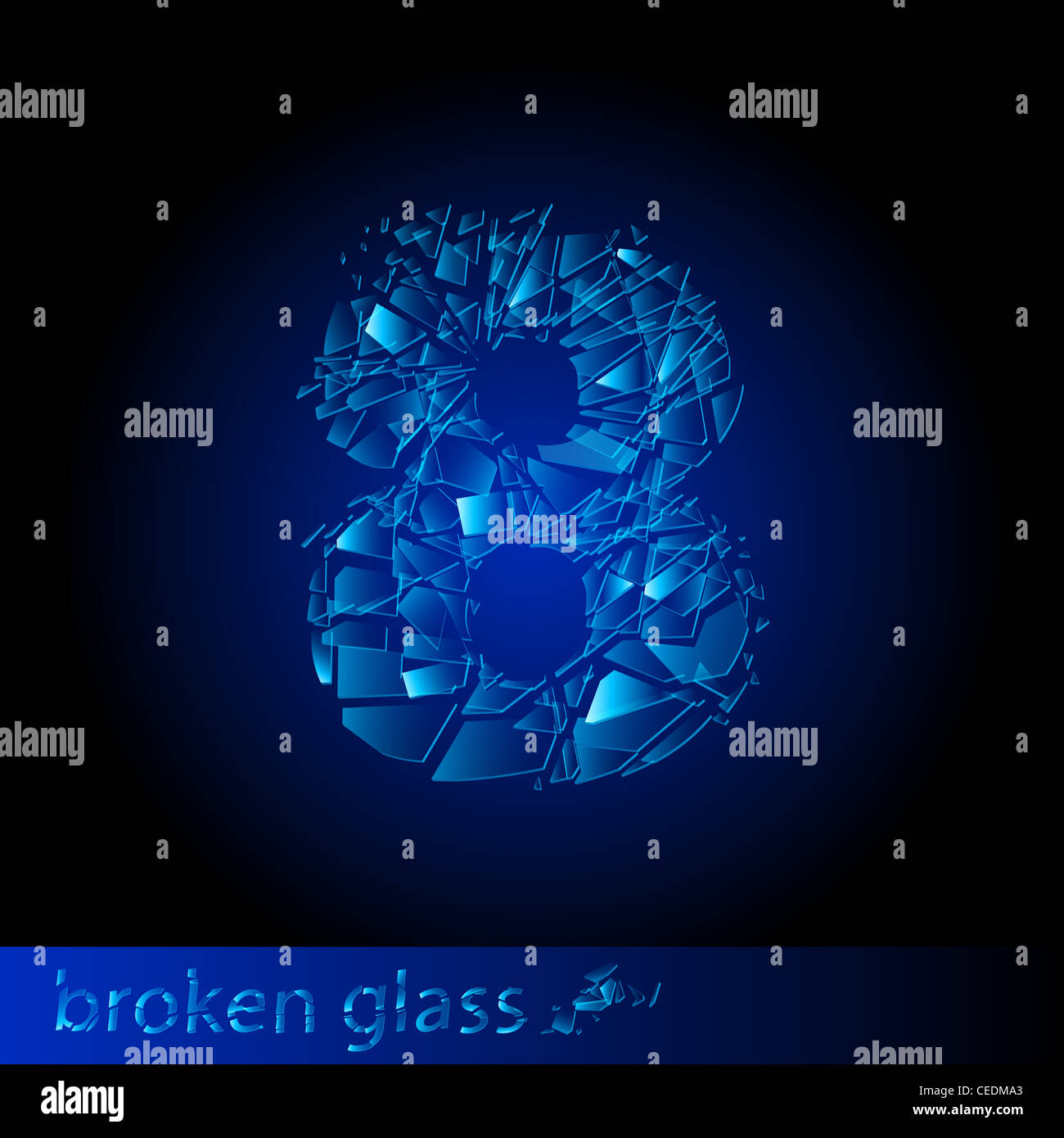 One symbol of broken eight - digit four. Illustration on black ...