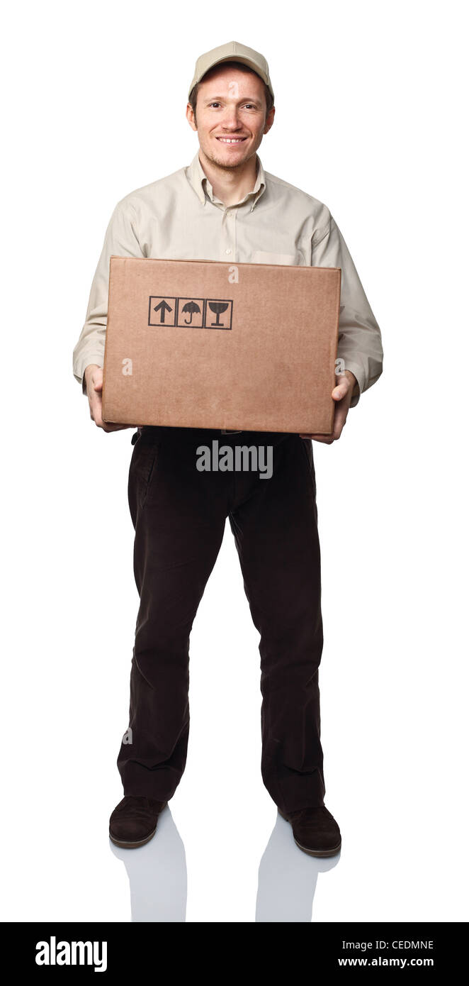 Delivery man boxes Cut Out Stock Images & Pictures - Alamy