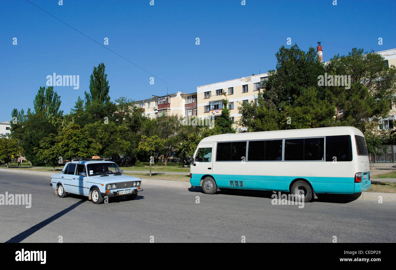 Ukraine. Autonomous Republic of Crimea. Feodosiya. Taxi and typical ...