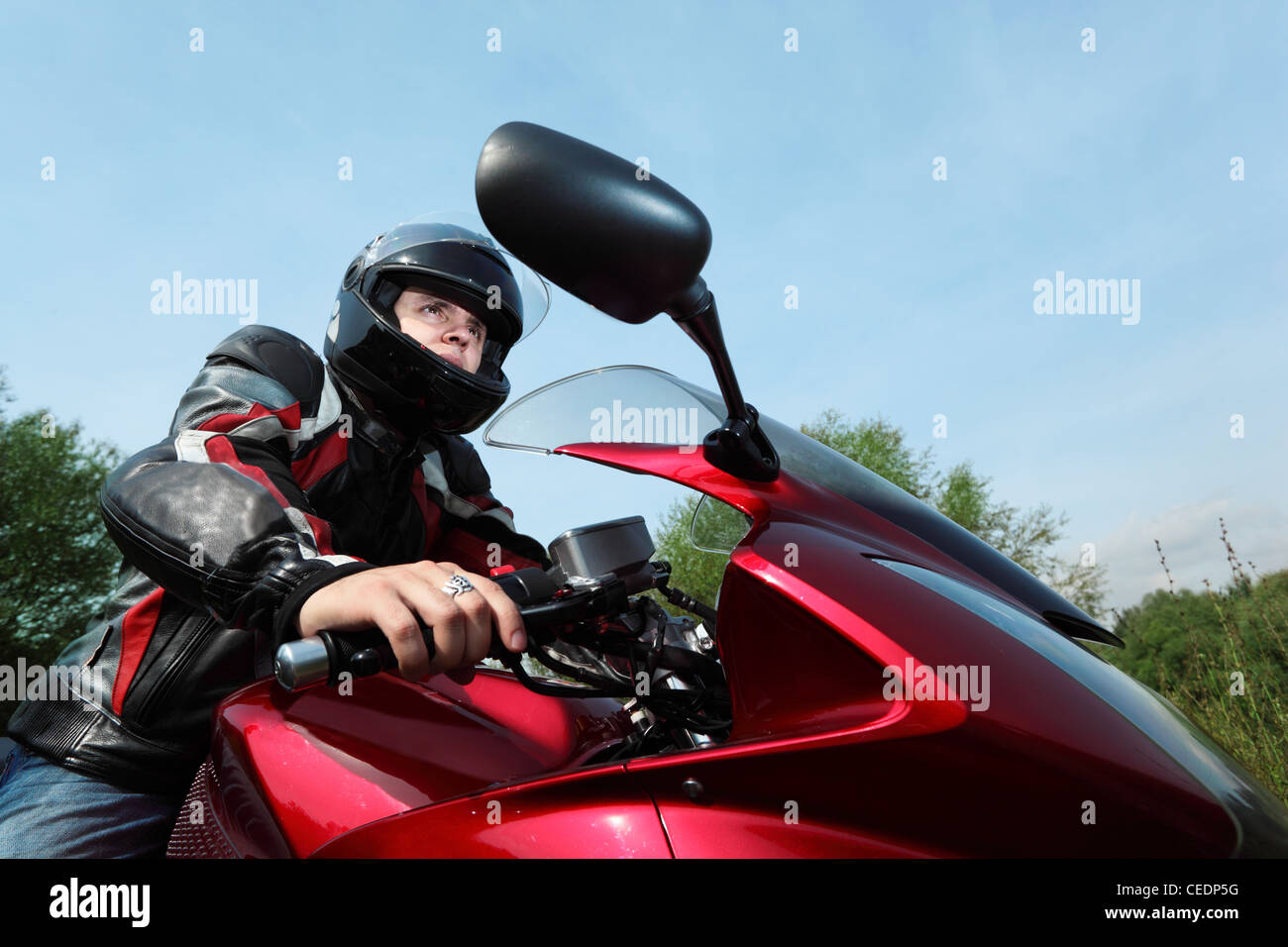 motorcyclist, bottom view Stock Photo - Alamy