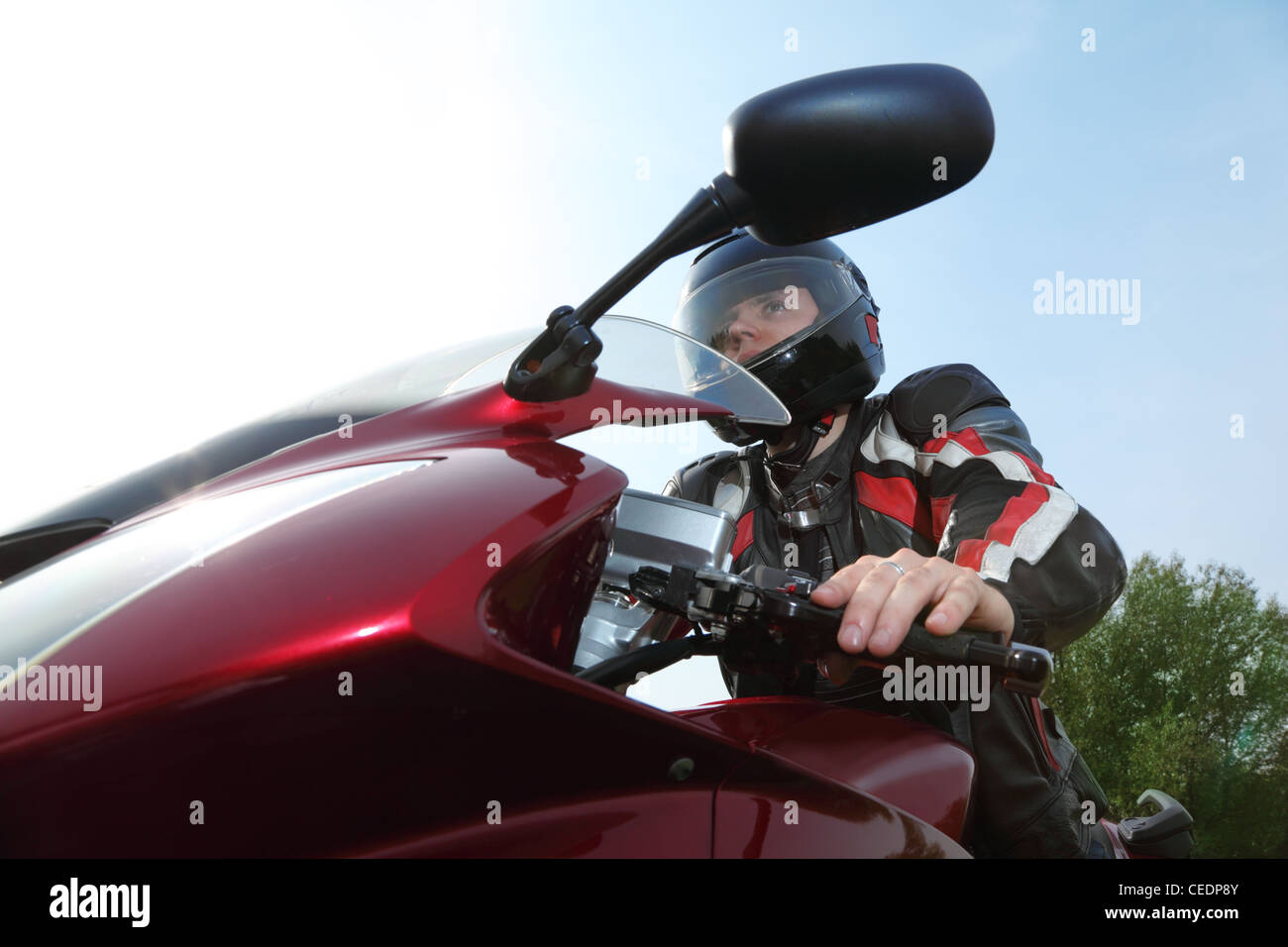 Biker on bike, bottom view Stock Photo - Alamy