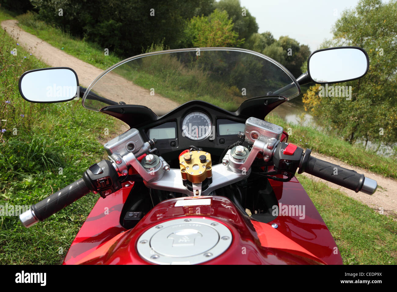 control panel motorcycle on country road Stock Photo - Alamy