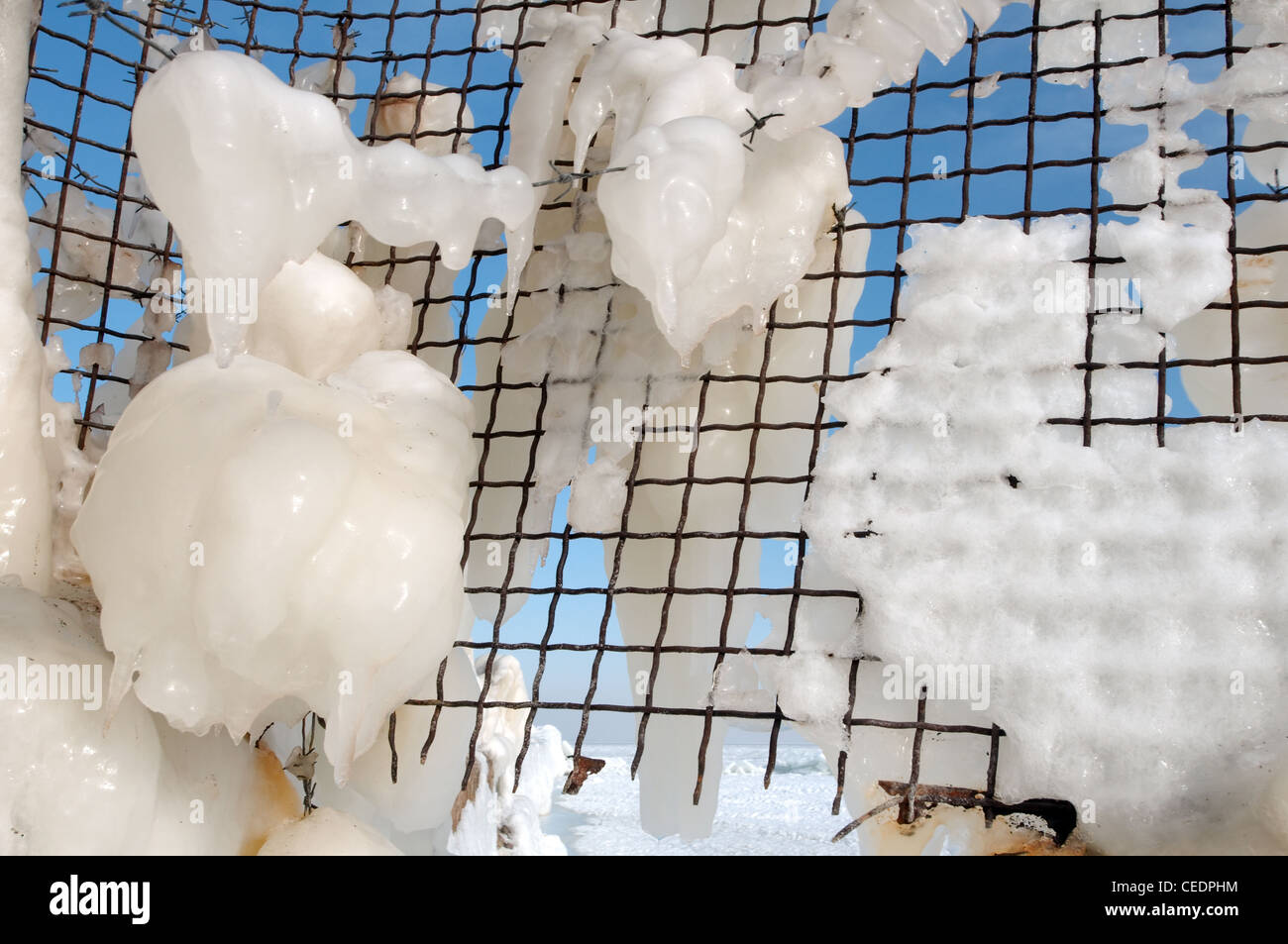 Icy metal lattice, Odessa, Ukraine, Eastern Europe Stock Photo - Alamy