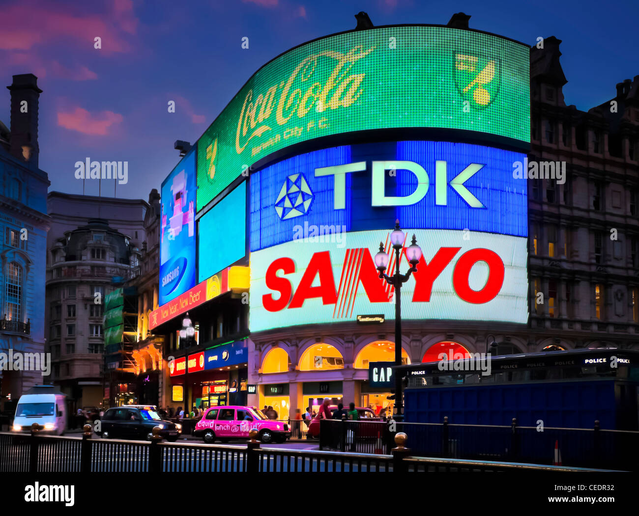 piccadilly circus at night in london uk Stock Photo - Alamy
