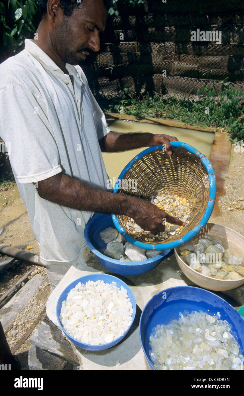 Baskets of precious gem stones, mine in South west of Sri Lanka Stock ...