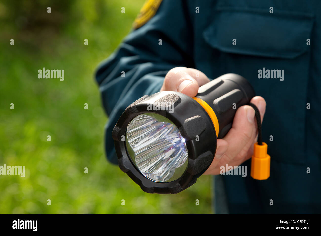 closeup photo of the human hand with flashlight Stock Photo - Alamy