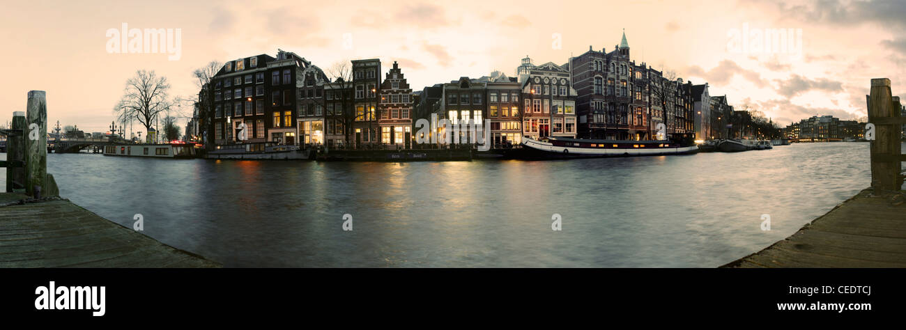 Panorama of canals and houses of Amsterdam Stock Photo - Alamy