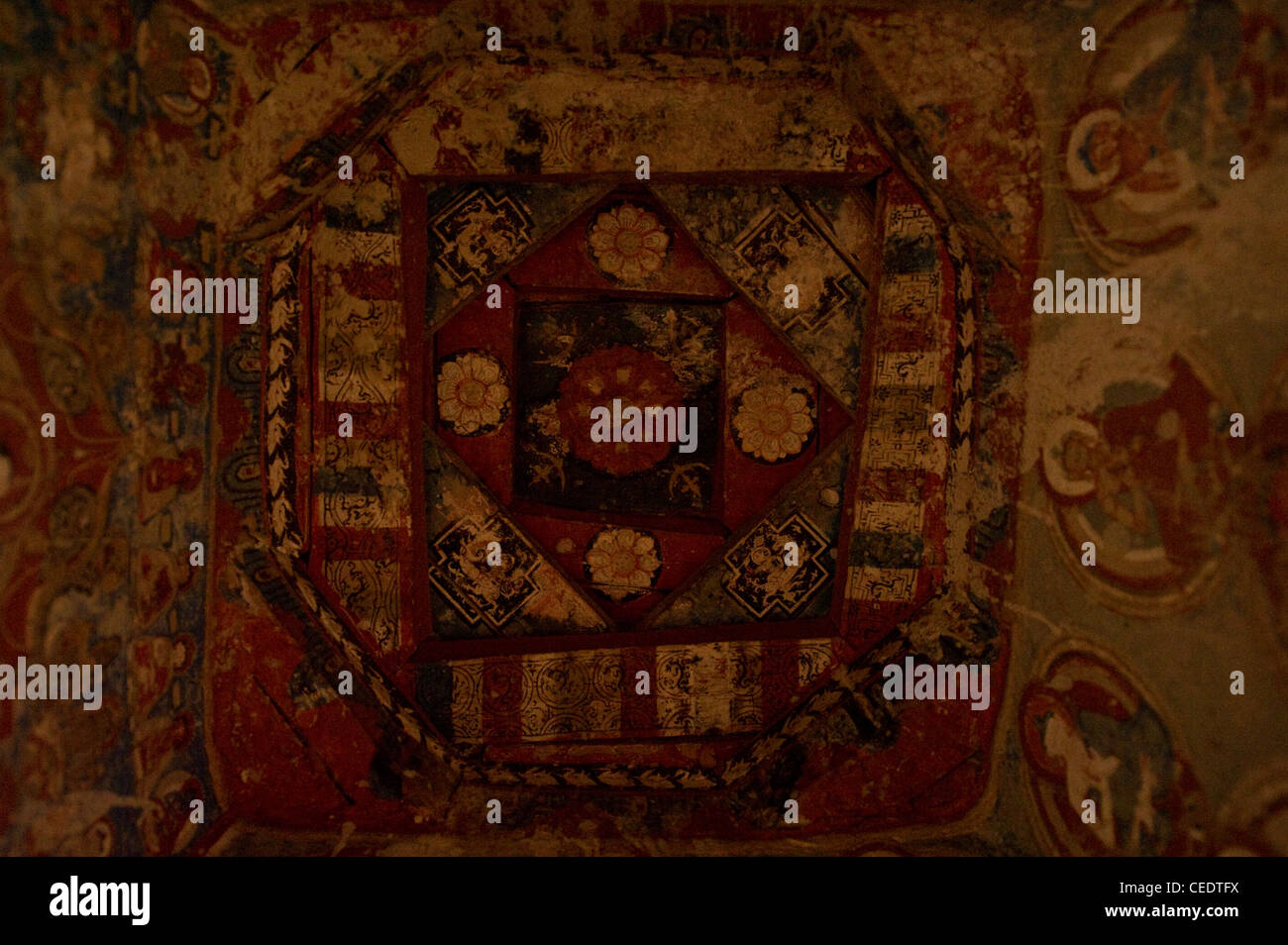 10th century murals of the ancient Alchi Monastery in a village beyond ...