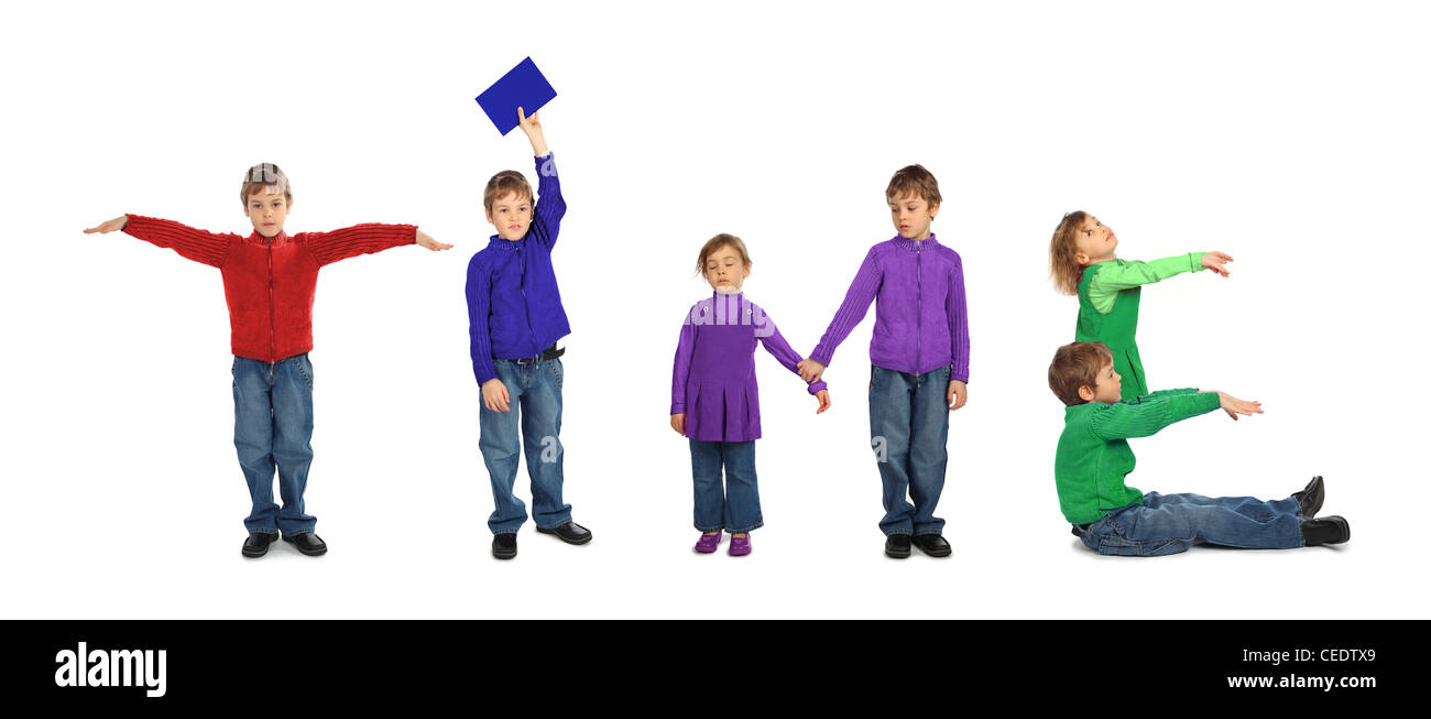 boy and girl making word TIME, collage Stock Photo - Alamy