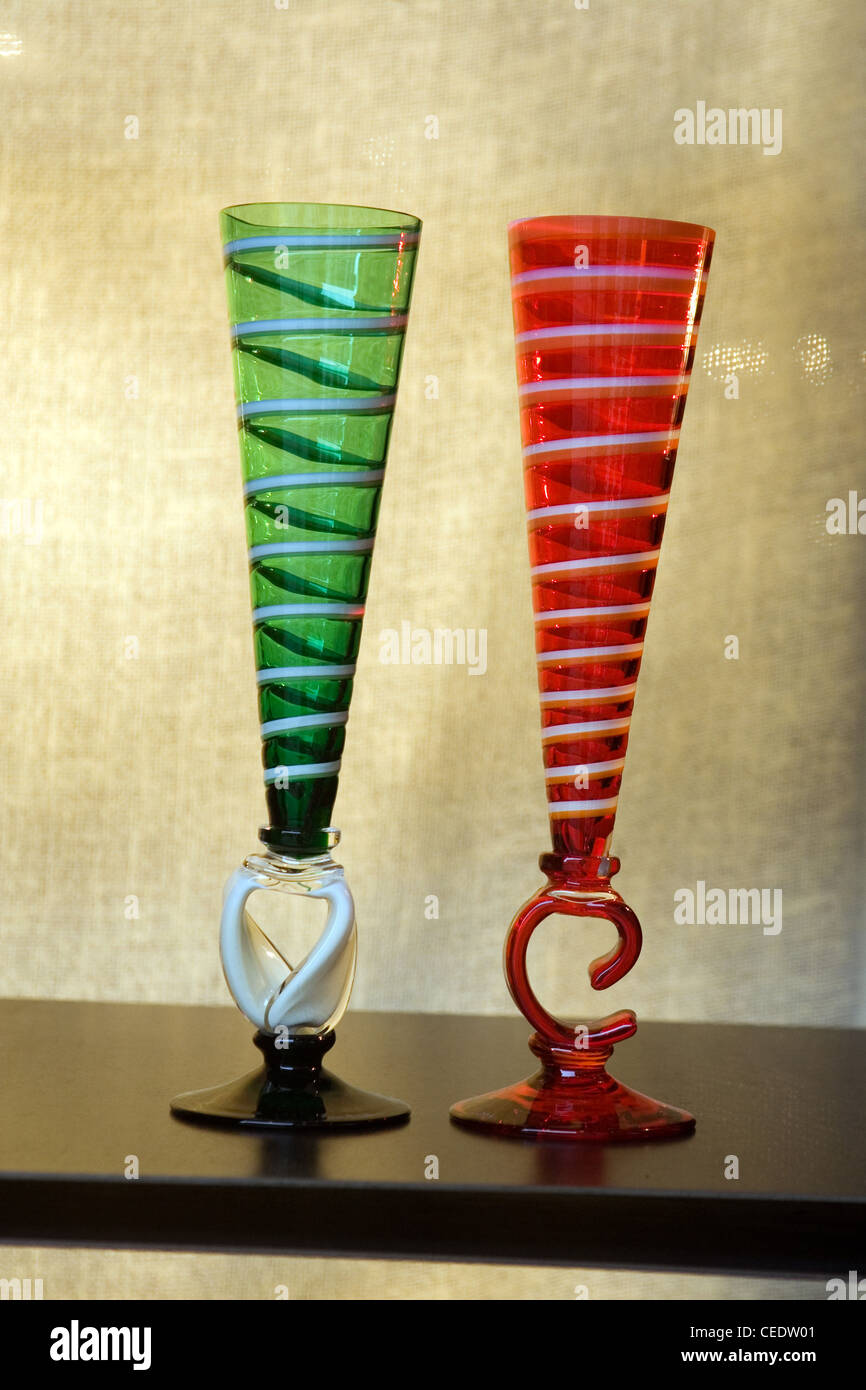 Glassworks displayed at a window shop in Venice, Northern Italy Stock ...