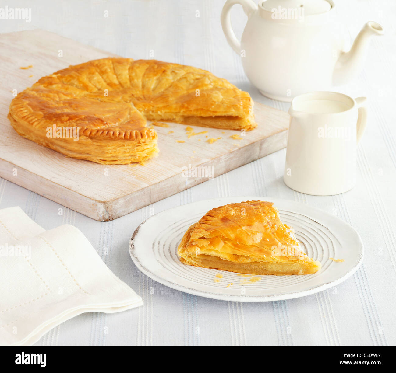 Galette des rois, puff pastry tart with frangipane filling Stock Photo ...