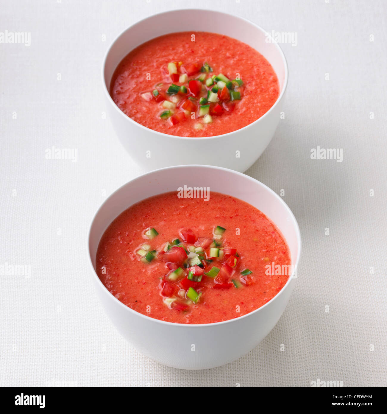 Chilled tomato and red pepper soup Stock Photo - Alamy