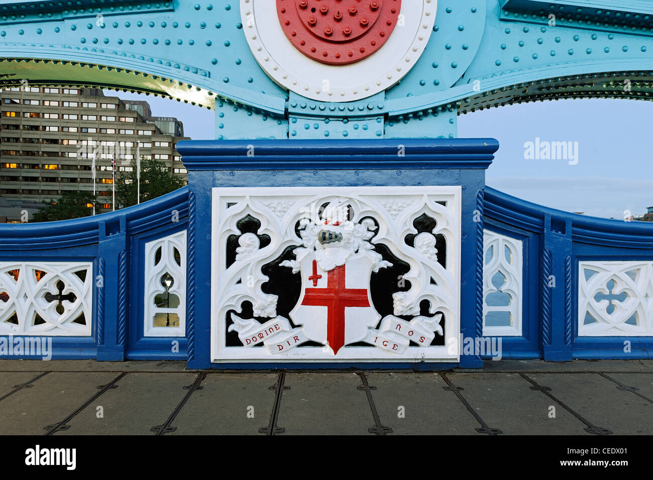 Coat of arms of London, Tower Bridge, dusk, London, England, United ...
