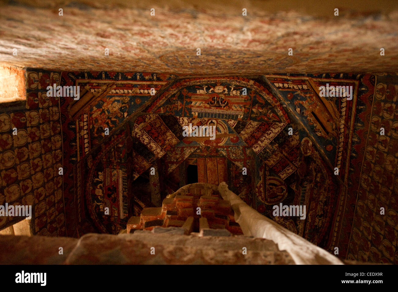 10th century murals of the ancient Alchi Monastery in a village beyond ...