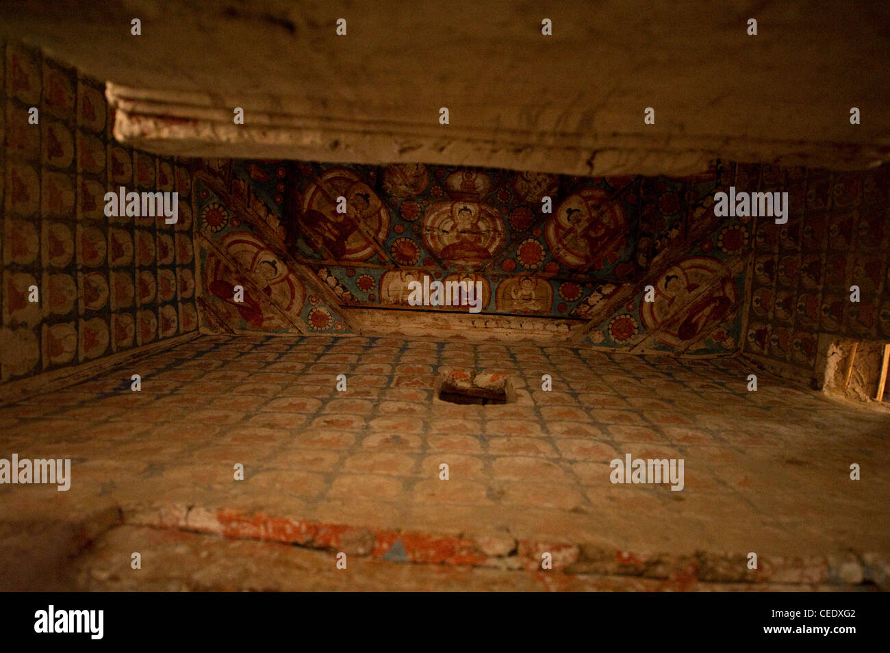 10th century murals of the ancient Alchi Monastery in a village beyond ...