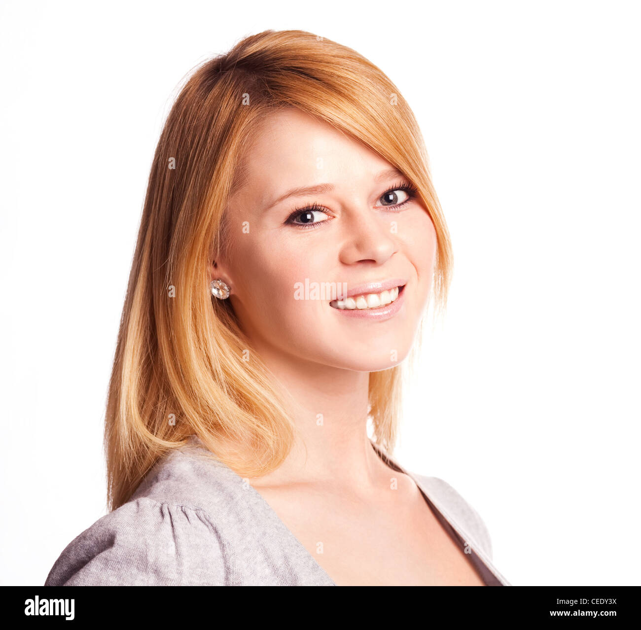 happy beautiful student, isolated against white Stock Photo - Alamy