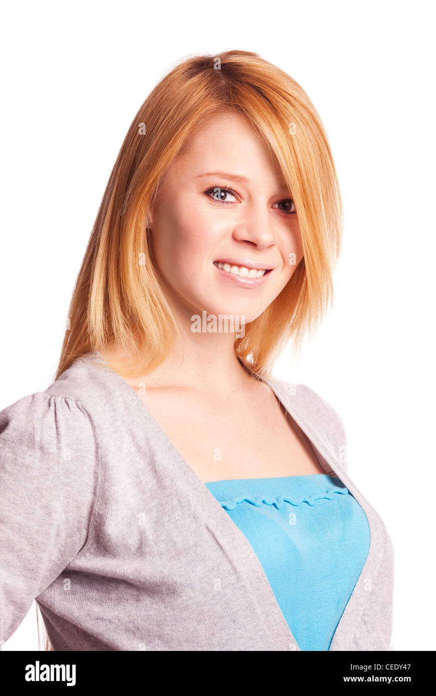 happy beautiful student, isolated against white Stock Photo - Alamy