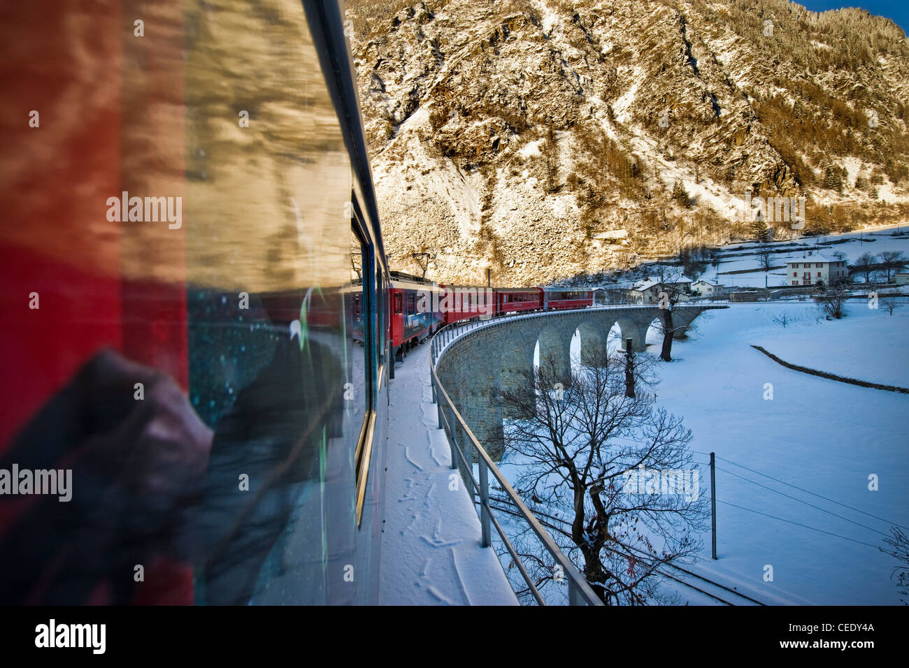 Bernina express winter viaduct hi-res stock photography and images - Alamy