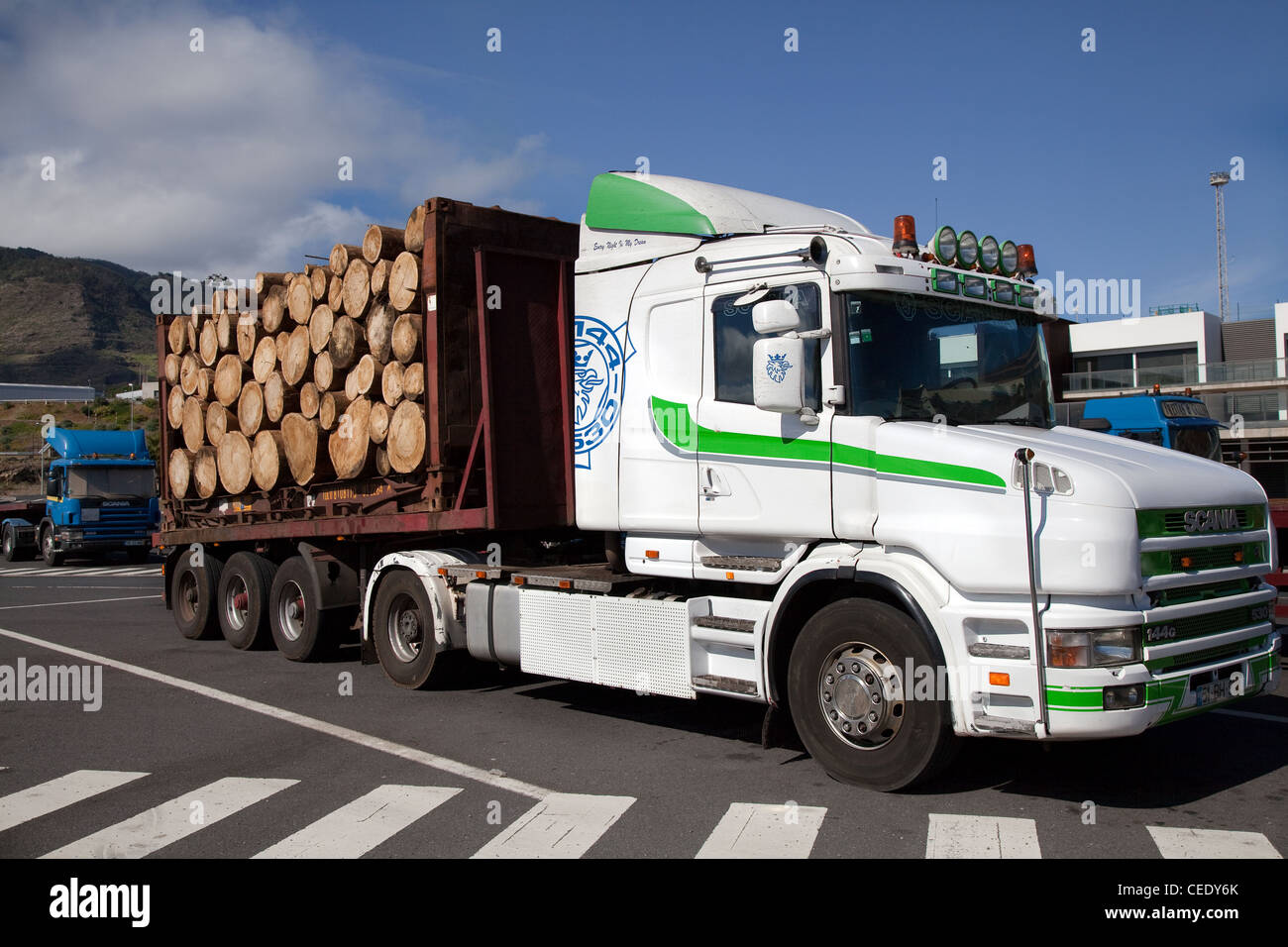 Loaded Scania Lorry with Eucalyptus cut timber; The new Commercial port ...