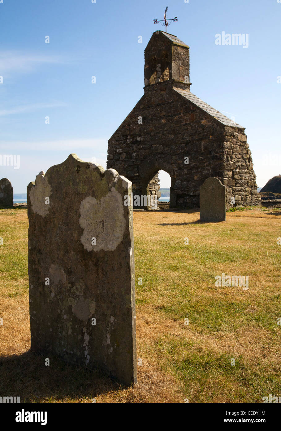 Remains of the little church at Cwm yr Eglws at Dinas Head in ...