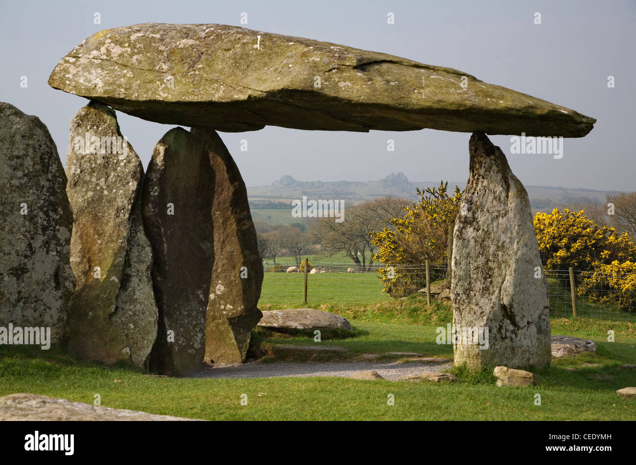 The finely balanced capping megalith of Pentre Ifan burial chamber in ...
