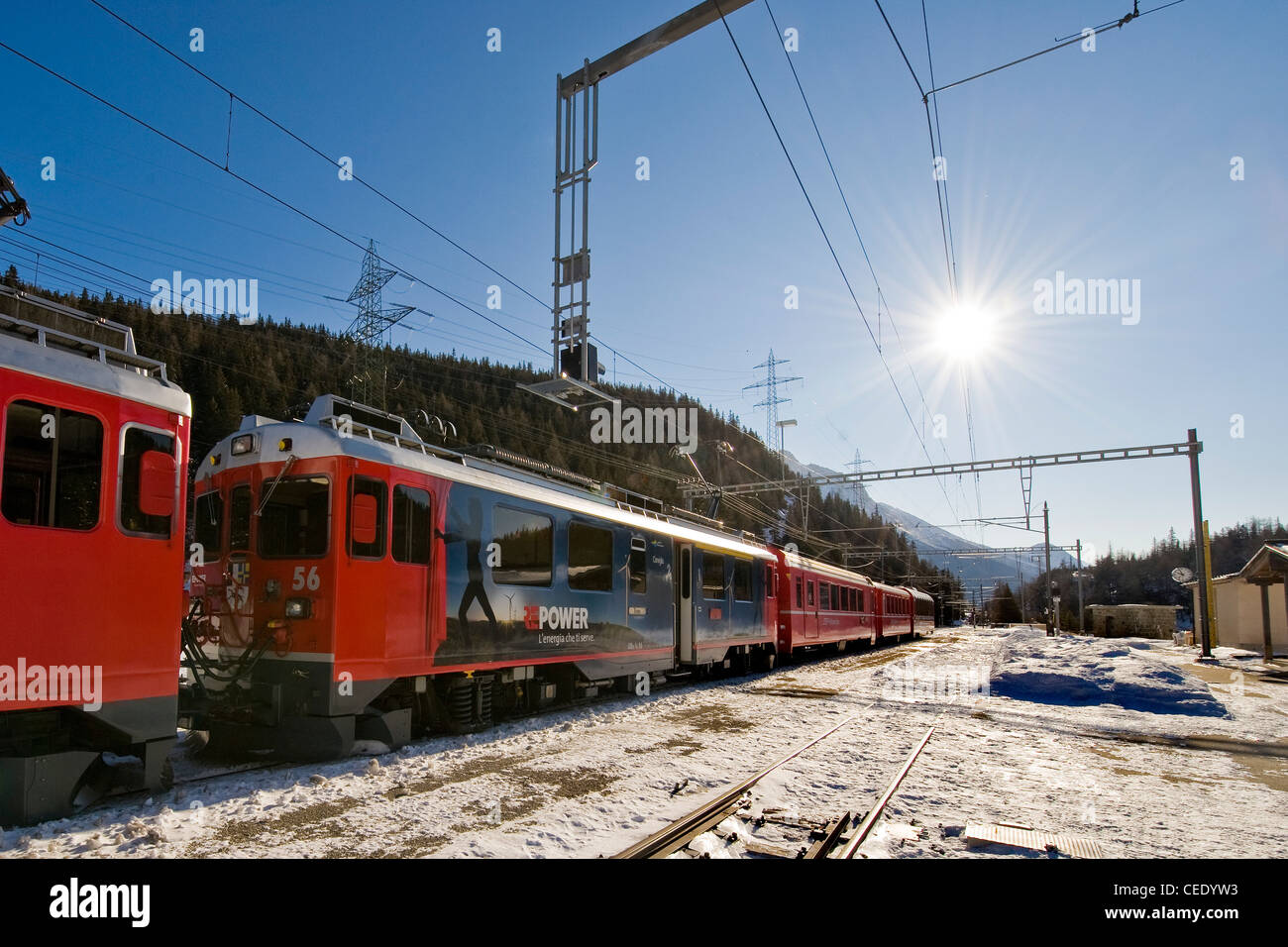 Railway station, Bernina express, Switzerland Stock Photo - Alamy