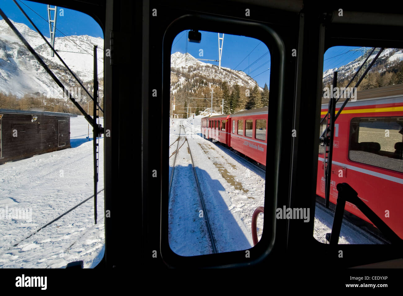 Railway station, Bernina express, Switzerland Stock Photo - Alamy
