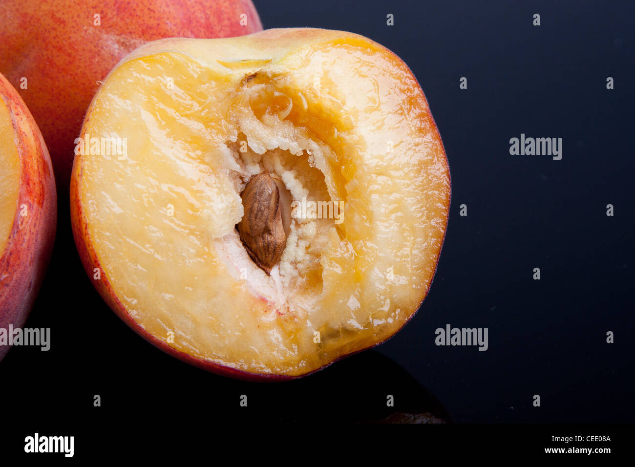 Detail of a sliced peache Stock Photo - Alamy