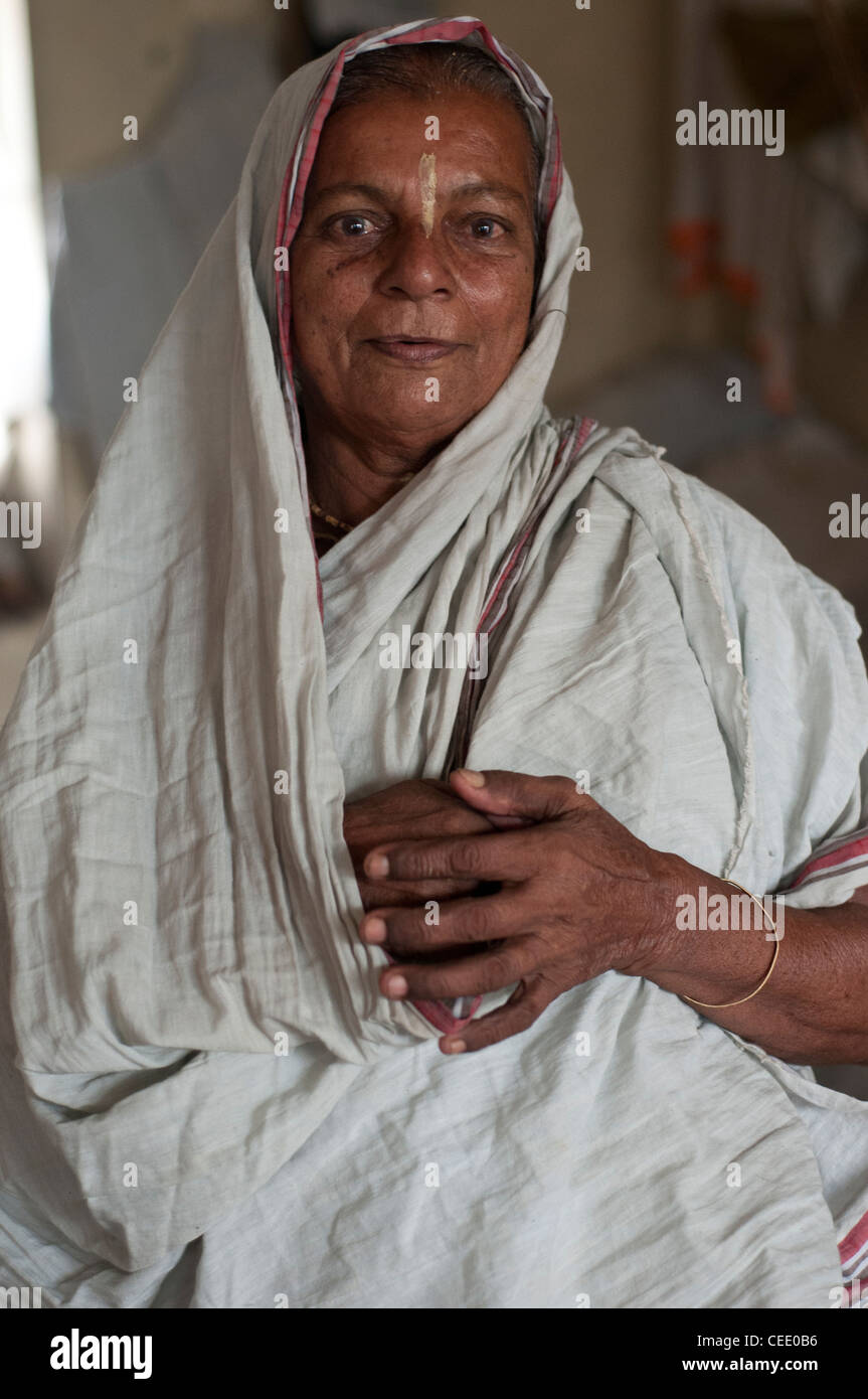 Portrait of a widow, Chatanya Bihar ashram, Vrindavan, Uttar Pradesh ...