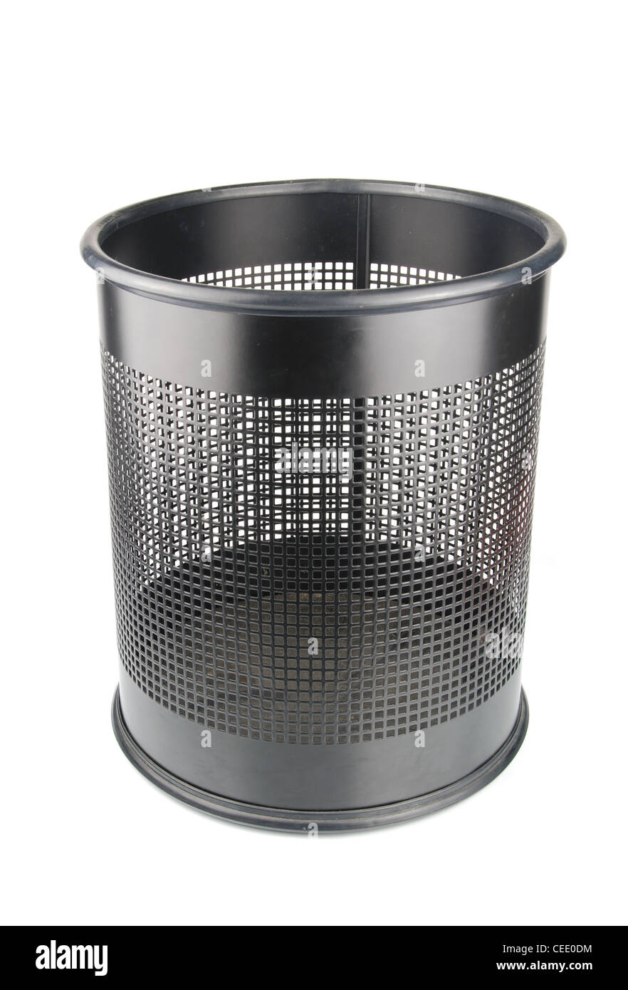 empty black wastepaper basket isolated on white background Stock Photo ...