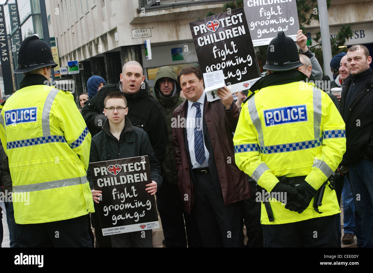 Nick Griffin at BNP / EDL protest outside Liverpool court, Monday 6 ...