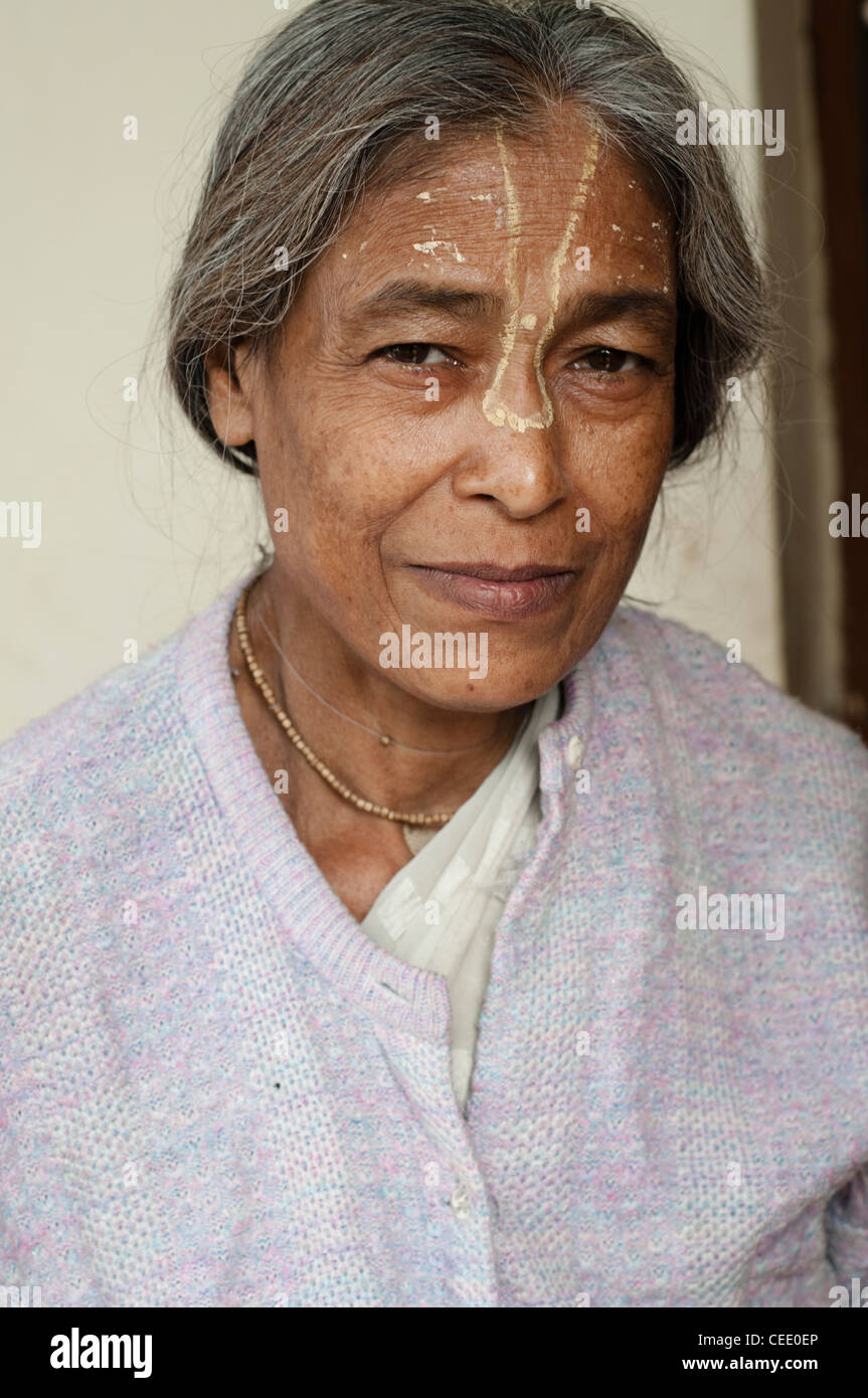 Portrait of a widow, Chatanya Bihar ashram, Vrindavan, Uttar Pradesh ...