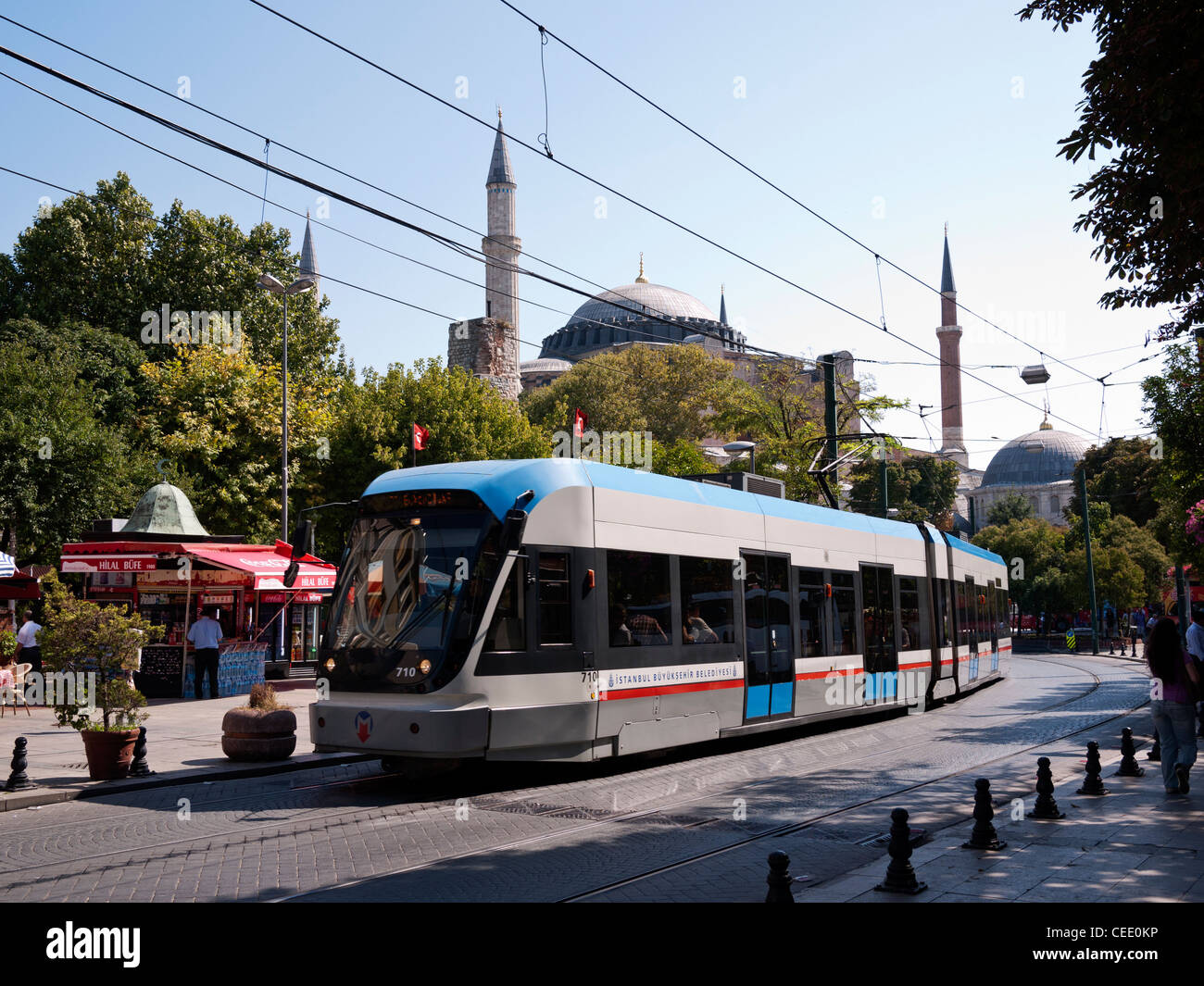 Tram on Divan Yolu Caddesi, Sultanahmet, Istanbul, Turkey Stock Photo ...